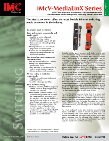 IMC Networks IE-iMcV-MediaLinX Specification | Manualzz