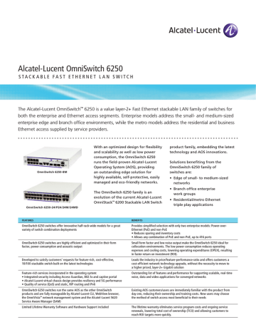 Alcatel-Lucent OS6250-P24 Datasheet | Manualzz