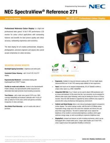 NEC SpectraView Reference 271 Datasheet | Manualzz