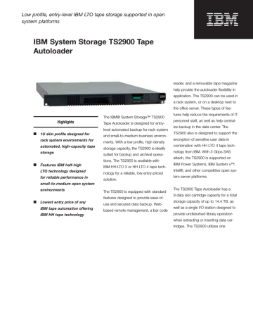 IBM TS2900 Datasheet | Manualzz