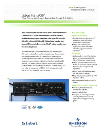 Emerson MP2-210K power distribution unit PDU Datasheet | Manualzz