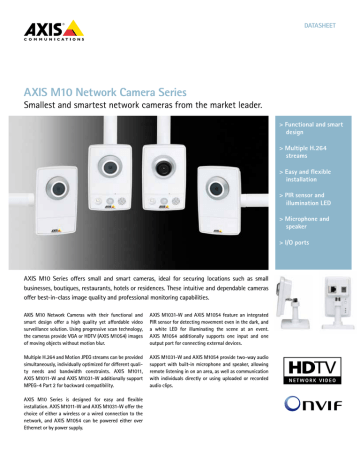 Axis M1011 Surveillance Kit Datasheet | Manualzz
