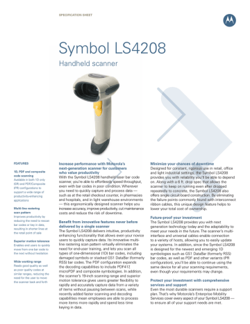 Zebra Symbol LS4208 Datasheet | Manualzz