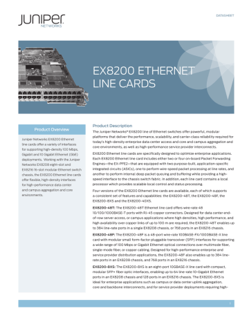 Juniper EX8200-48T network switch module Datasheet | Manualzz
