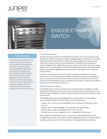 Juniper EX8208 Datasheet | Manualzz
