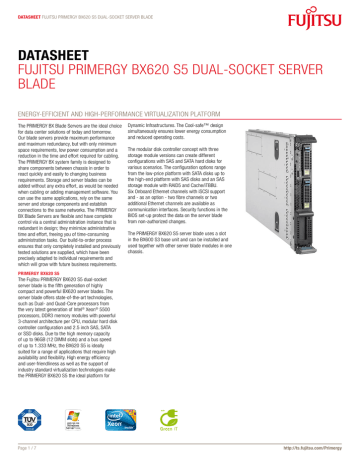 Fujitsu PRIMERGY BX620 S5 Datasheet | Manualzz