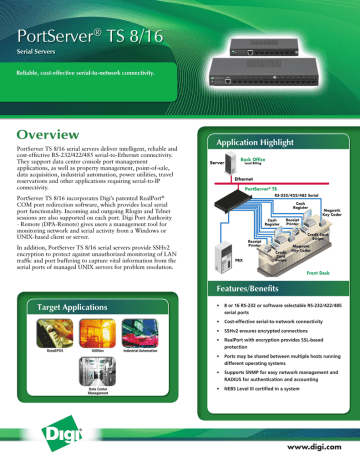 Digi PortServer TS 8 MEI Rack Datasheet | Manualzz