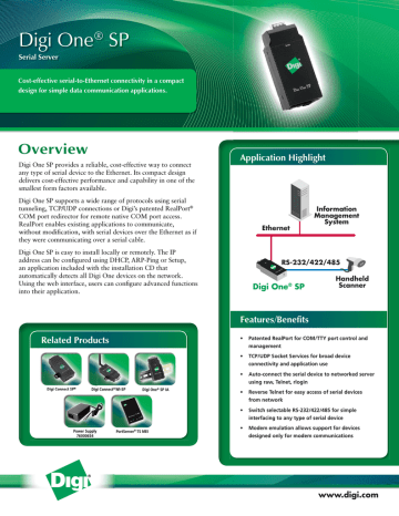 Digi One SP Datasheet | Manualzz
