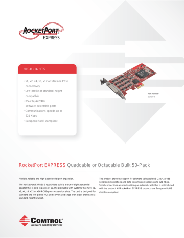 Comtrol RocketPort EXPRESS Quadcable Datasheet | Manualzz