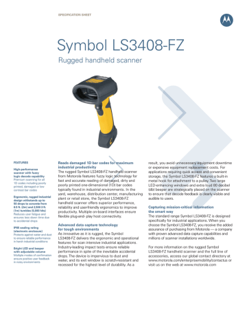Zebra LS3408-FZ Datasheet | Manualzz