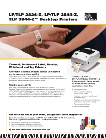 Zebra TLP 3844-Z Datasheet | Manualzz