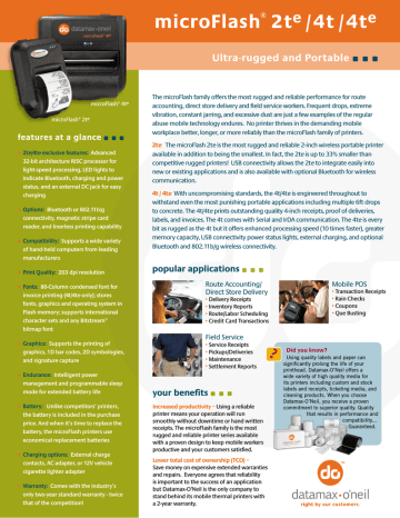 Datamax O'Neil microFlash 2TE Datasheet | Manualzz