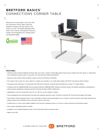 Bretford Rectangle Basic Computer Table Datasheet | Manualzz