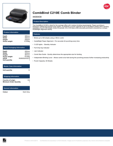 GBC C210E Datasheet | Manualzz