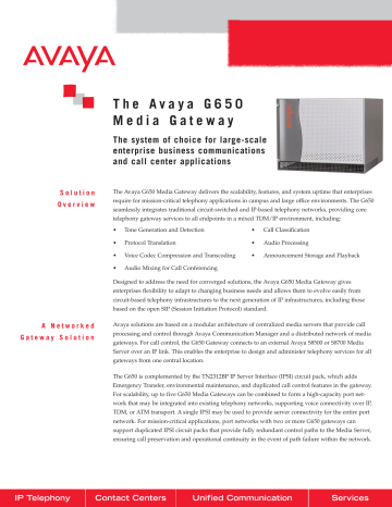 Avaya G650 Datasheet | Manualzz