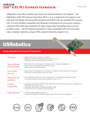US Robotics USR5638 modems Datasheet | Manualzz