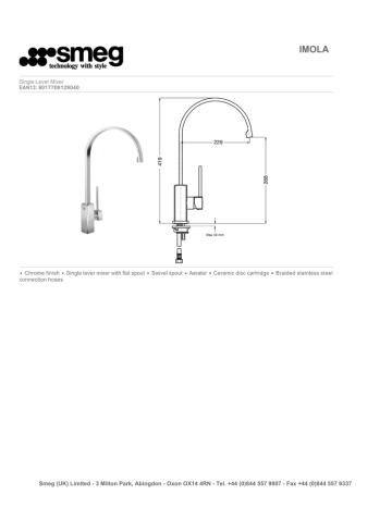Smeg IMOLA faucet Datasheet | Manualzz