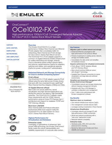 Cisco FCoE Adapter Datasheet | Manualzz