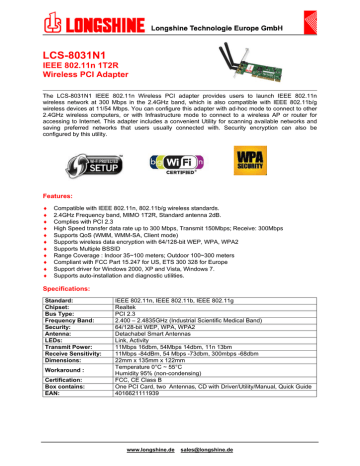 Longshine LCS-8031N1 Datasheet | Manualzz