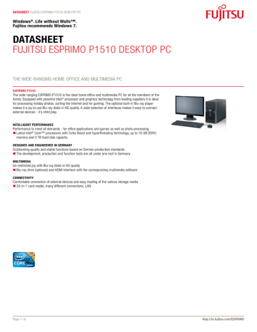 Fujitsu ESPRIMO P1510 Datasheet | Manualzz