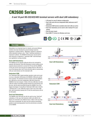 Moxa CN2610-16 console server Datasheet | Manualzz