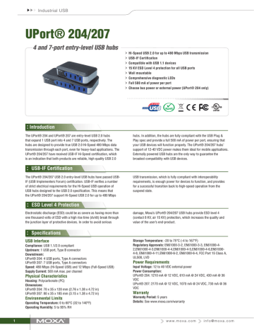 Moxa UPort 204 Datasheet | Manualzz