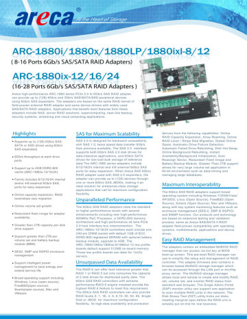 Areca ARC-1880IX-24 RAID controller Datasheet | Manualzz