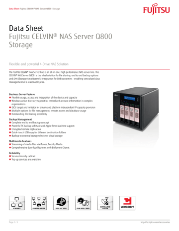 Fujitsu CELVIN NAS Q800 Data Sheet | Manualzz