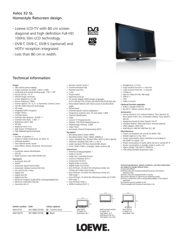 LOEWE 32" Xelos SL Datasheet | Manualzz