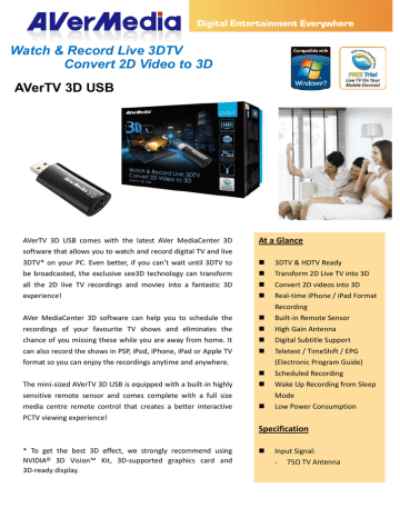 AVerMedia AVerTV 3D USB Datasheet | Manualzz