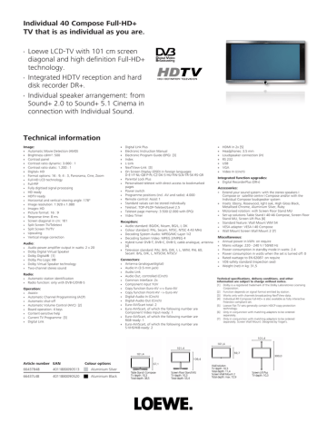 LOEWE Individual 40 Compose Full-HD+ Datasheet | Manualzz