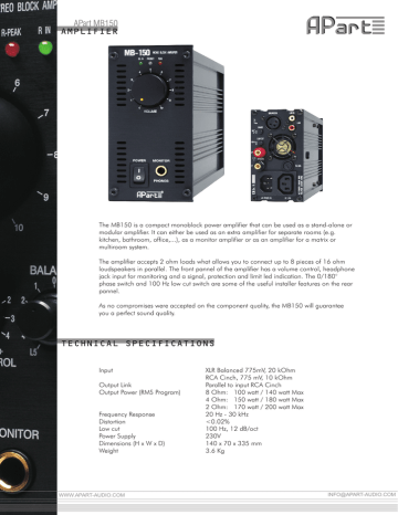 APart MB150 AV receiver Datasheet | Manualzz