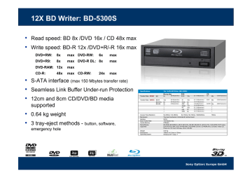 Sony Optiarc BD-5300S Datasheet | Manualzz
