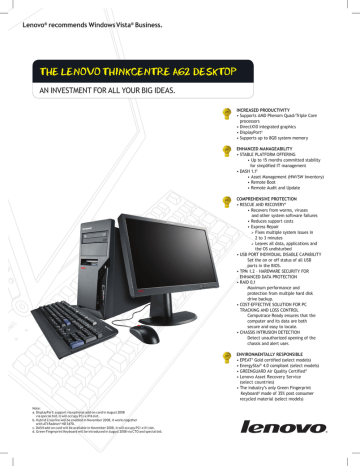 Lenovo ThinkCentre A62 Quick start guide | Manualzz