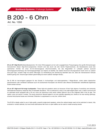 Visaton VS-B200 Datasheet | Manualzz