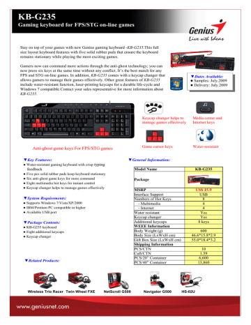 Genius KB-G235 Datasheet | Manualzz