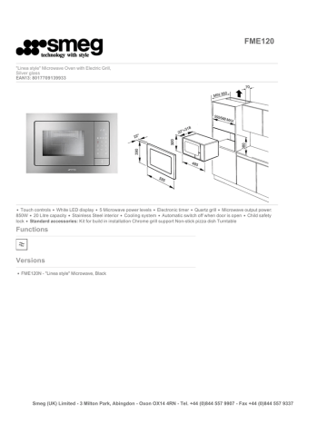 Smeg FME120 microwave Datasheet | Manualzz