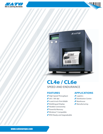 SATO CL608e Datasheet | Manualzz