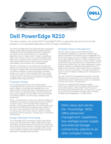 DELL PowerEdge R210 Datasheet | Manualzz