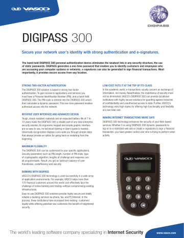 Vasco Digipass 300 Datasheet | Manualzz