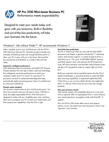 HP Pro 3130 Minitower Datasheet | Manualzz