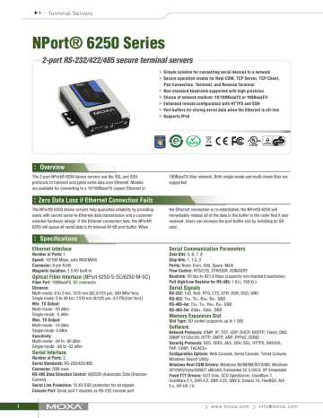 Moxa NPort 6250 Datasheet | Manualzz