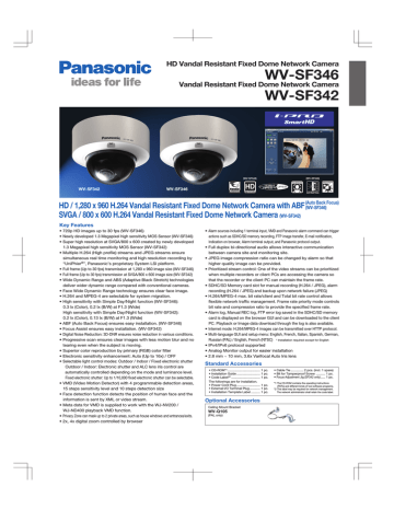 Panasonic WV-SF346E surveillance camera Datasheet | Manualzz