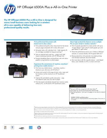 HP Officejet OJ 6500A Datasheet | Manualzz