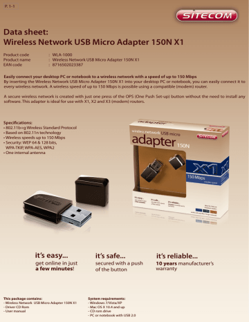 Sitecom WLA-1000 Datasheet | Manualzz