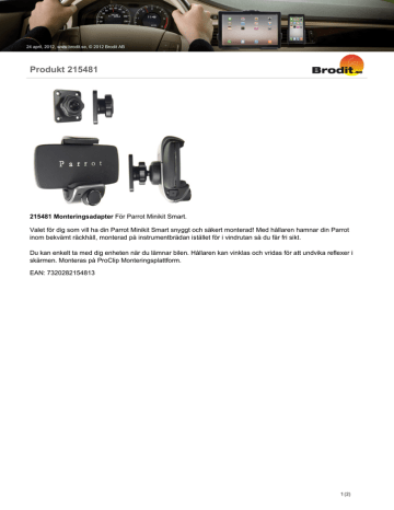 Brodit Device Mounting Adapter Datablad | Manualzz