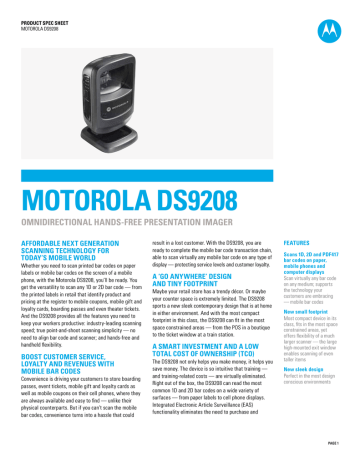 Zebra DS9208 Datasheet | Manualzz