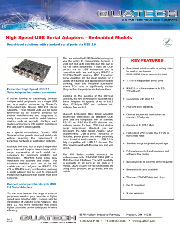 Quatech QSU2-100-EMB Datasheet | Manualzz