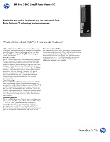 HP Pro 3300 SFF Datasheet | Manualzz
