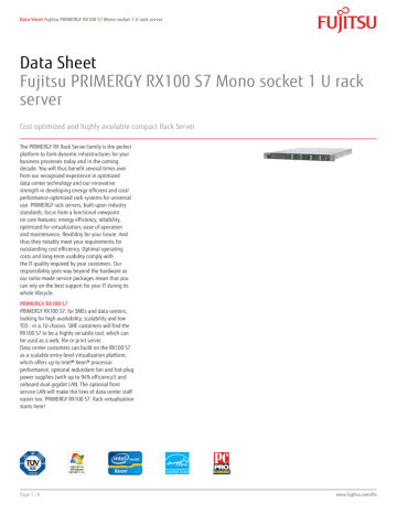 Fujitsu PRIMERGY RX100 S7 Datasheet | Manualzz